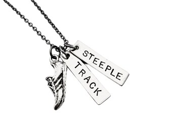 RUN TRACK SPRINTS Necklace Running Necklace on Gunmetal | Etsy