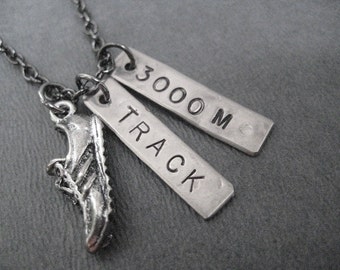 RUN TRACK SPRINTS Necklace Running Necklace on Gunmetal | Etsy