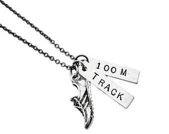 RUN TRACK SPRINTS Necklace Running Necklace on Gunmetal | Etsy