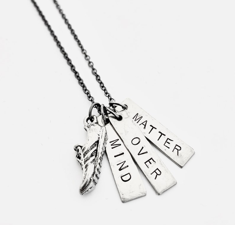 MIND OVER MATTER Running Shoe Necklace - Motivational Inspirational ...