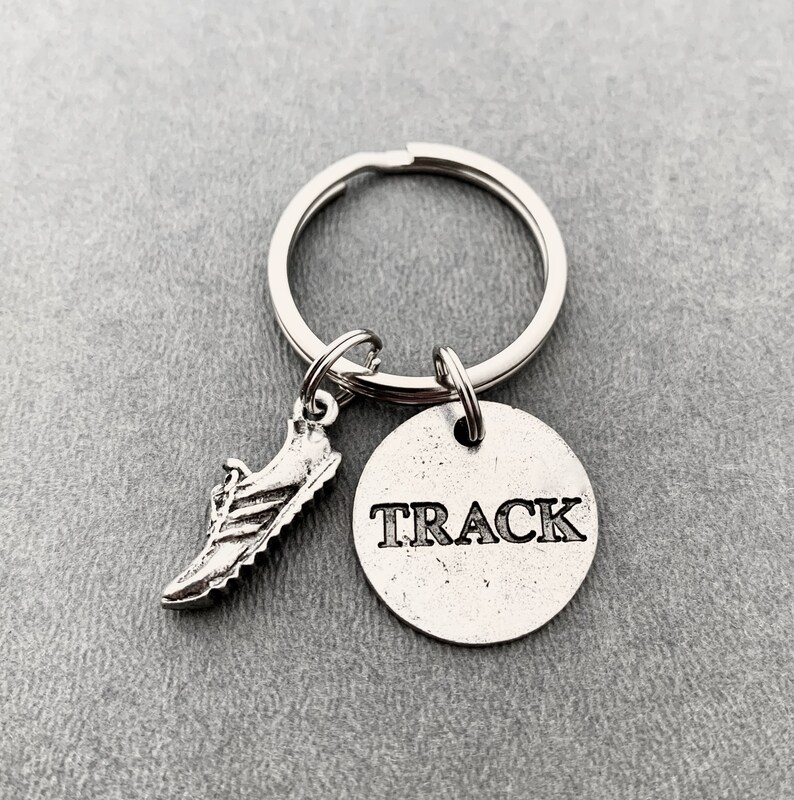 TRACK Round Pewter Pendant Key Chain Pewter Running Shoe - Etsy