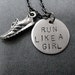 RUN LIKE A GIRL Round Pendant With Running Shoe Running Necklace ...