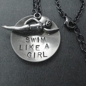 SWIM Like a GIRL Necklace - Swimming Jewelry Necklace on 18 Inch ...