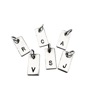 Rectangle INITIAL Necklace - Hand Stamped Hand Hammered Rectangle ...