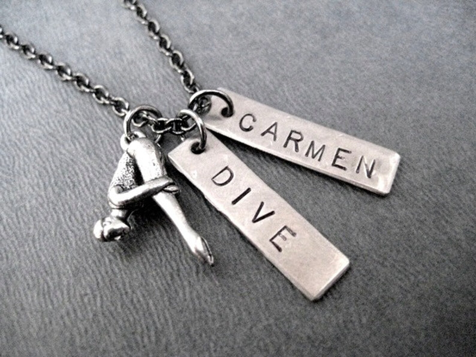 DIVE Necklace with Custom Name Date School or Year Pendant | Etsy