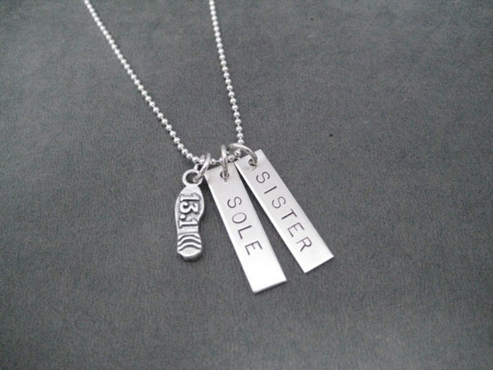 13.1 SOLE SISTER Shoe Print Sterling Silver 2 Pendant Necklace - 16, 18 ...