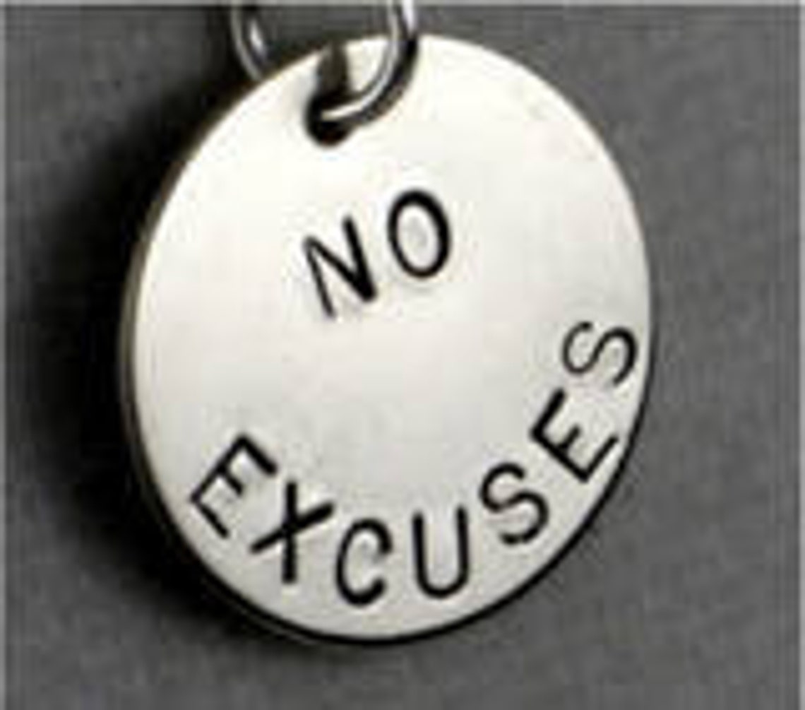 Sterling Silver NO EXCUSES Hand Stamped Charm - Add on Charm - No ...