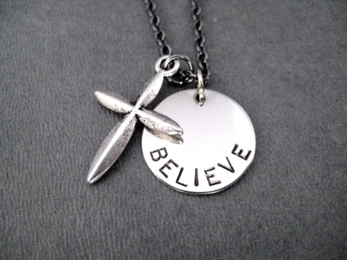 CROSS BELIEVE Round Pendant Necklace - Inspirational Faith Necklace on ...