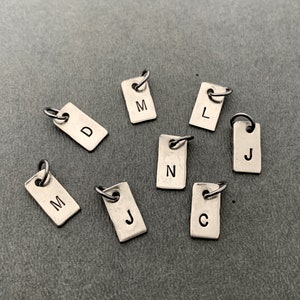 Rectangle INITIAL Necklace - Hand Stamped Hand Hammered Rectangle ...