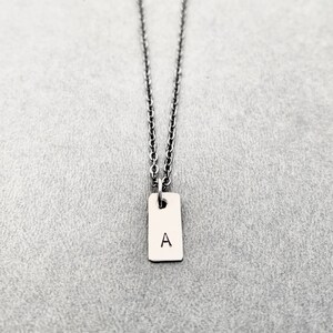 Rectangle INITIAL Necklace - Hand Stamped Hand Hammered Rectangle ...