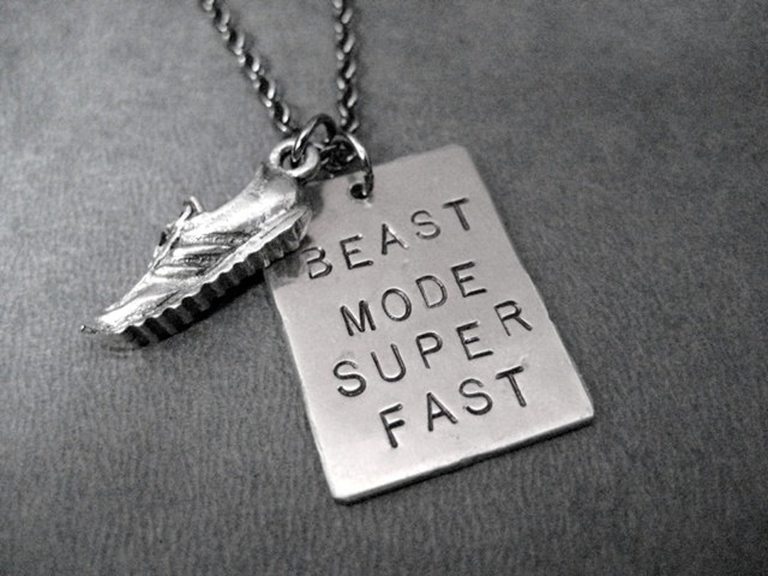 BEAST Mode SUPER FAST With Running Shoe Necklace on Gunmetal Chain ...