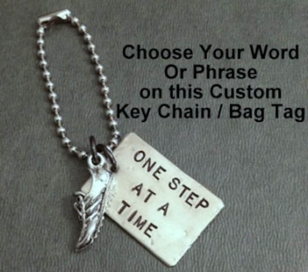 CUSTOM Personalized Key Chain / Bag Tag With Hand Hammered CUSTOM ...