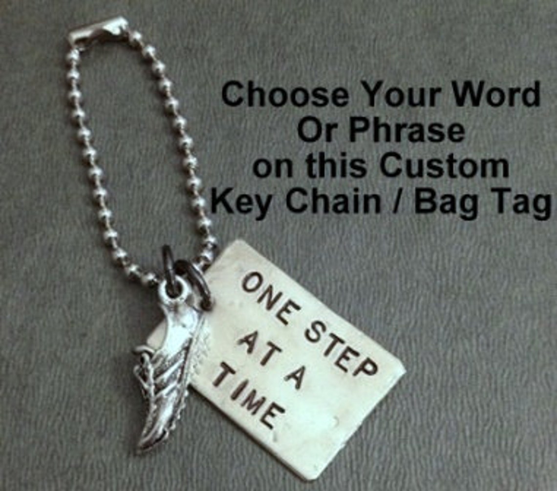 CUSTOM Personalized Key Chain / Bag Tag With Hand Hammered - Etsy