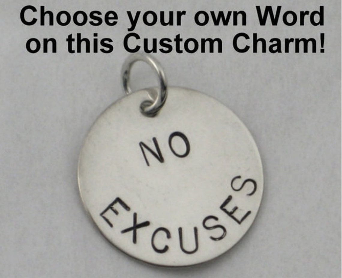 ONE (1) Custom Sterling Silver Small Word or Phrase Hand Stamped Charm ...