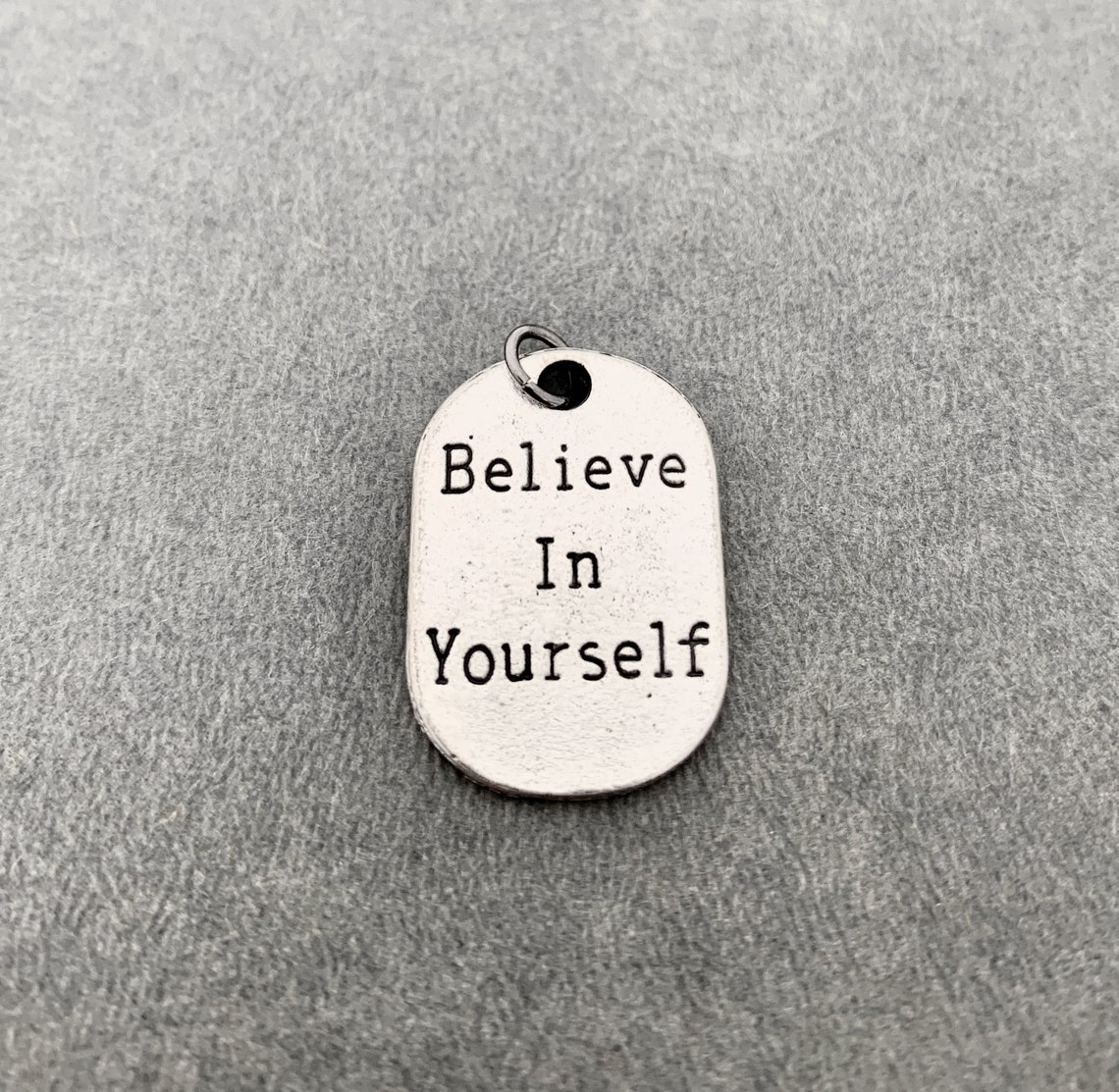 Pewter BELIEVE in YOURSELF Dog Tag Style Charm Add ONE 1 | Etsy