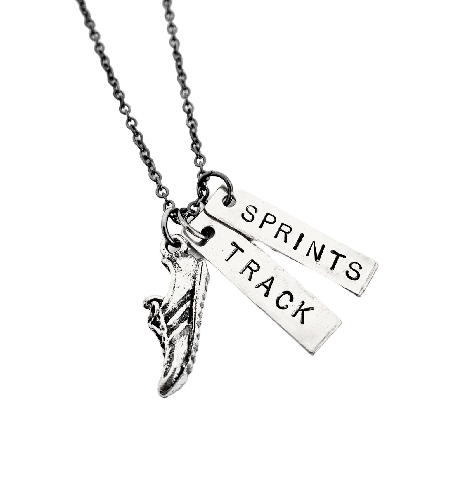 RUN TRACK SPRINTS Necklace Running Necklace on Gunmetal | Etsy