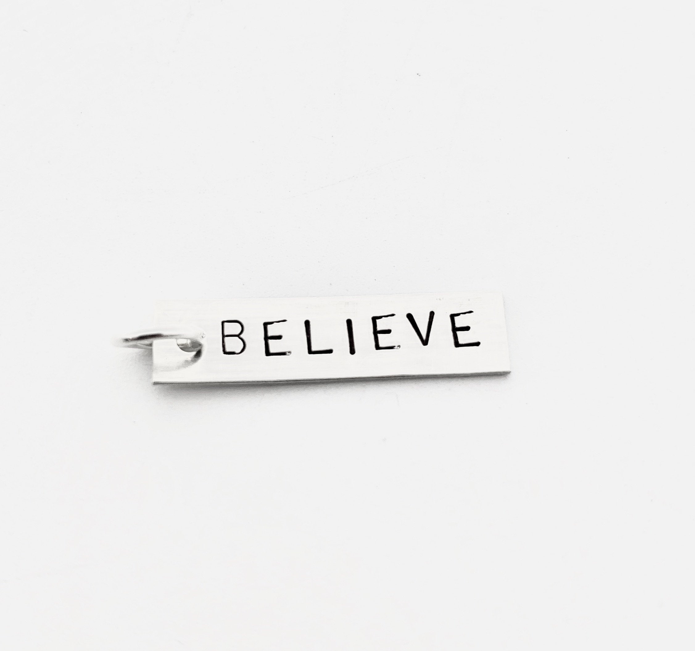 ONE (1) Sterling Silver BELIEVE Pendant - Add on BELIEVE Pendant - Hand ...