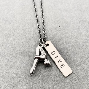 DIVE Necklace - Diving Necklace on Gunmetal Chain - Diver Jewelry ...