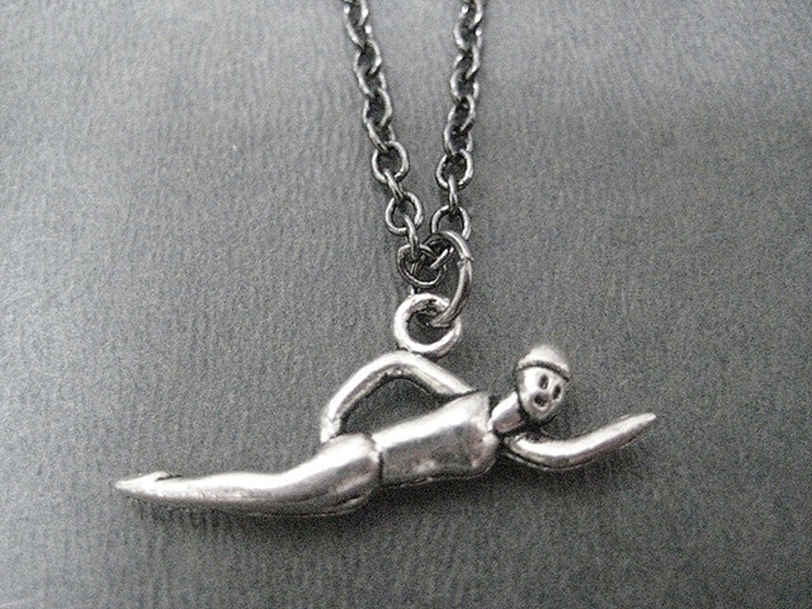 SWIM - JUST SWIM Necklace - Swimming Necklace on Gunmetal Chain ...