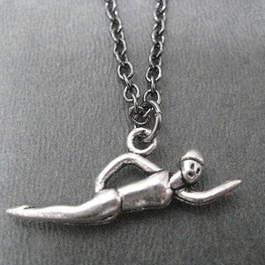 SWIM - JUST SWIM Necklace - Swimming Necklace on Gunmetal Chain ...