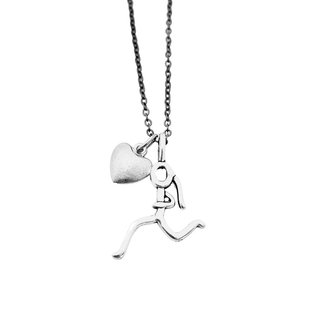 HEART of a RUNNER GIRL Necklace - Pewter Heart Charm and Pewter Stick ...