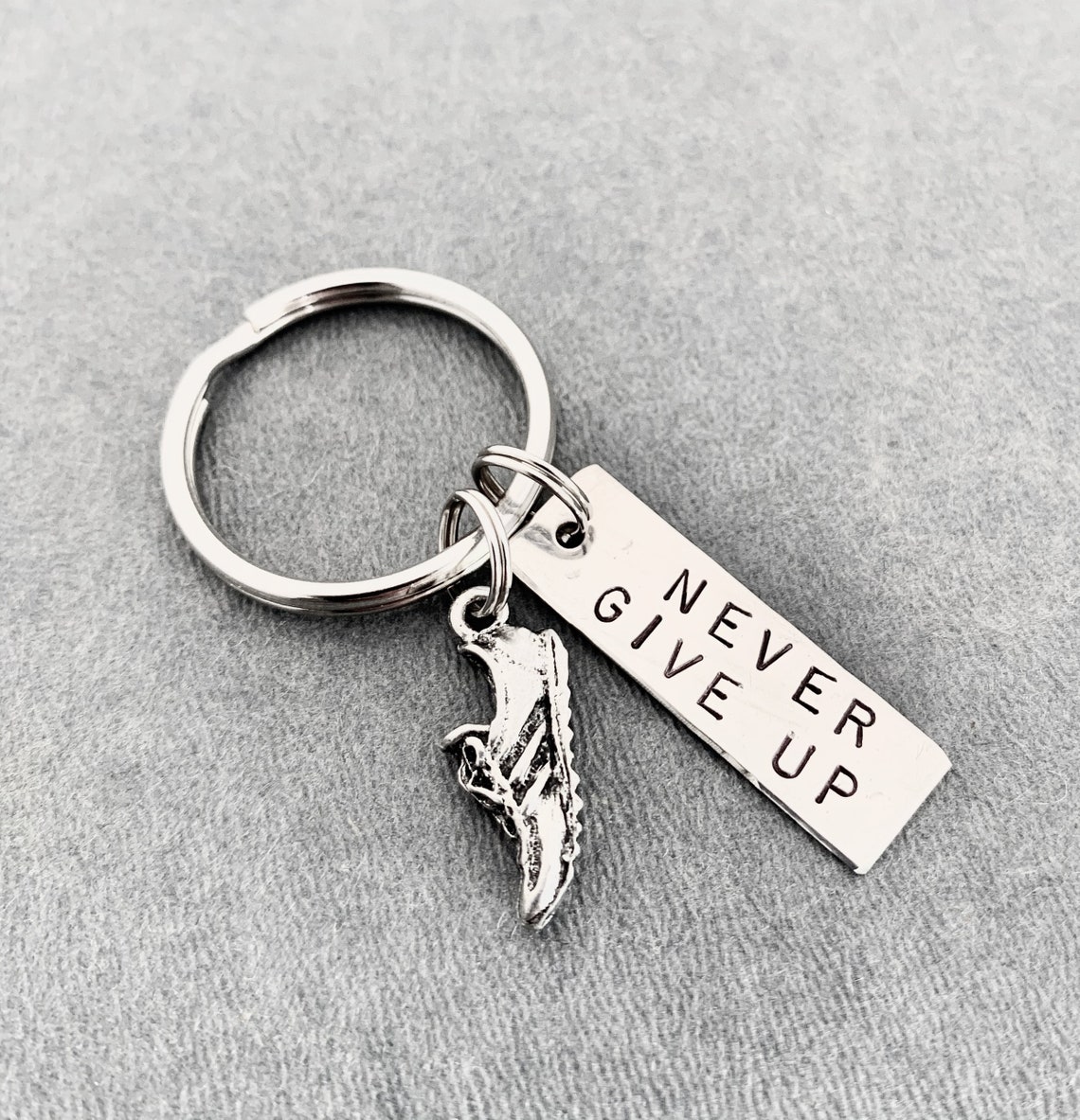 Run NEVER GIVE UP Key Chain / Bag Tag Ball Chain or Key Ring - Etsy