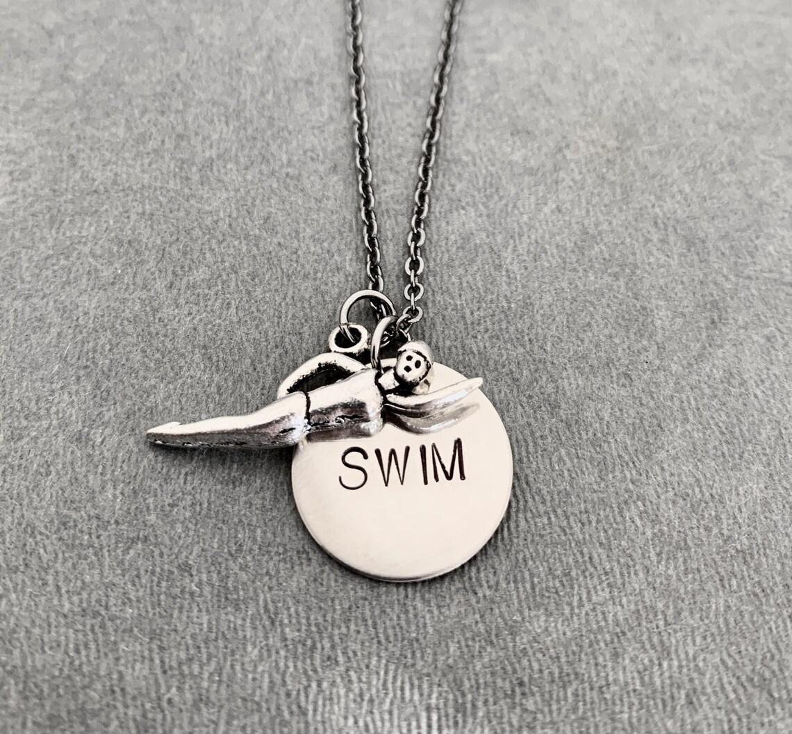 SWIM Girl SWIM Necklace Swimming Necklace With Swimmer Girl - Etsy
