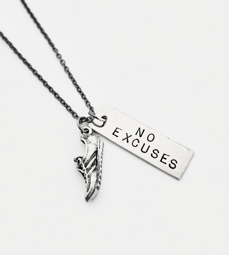 RUN With NO EXCUSES Rectangular Pendant Necklace Runner No - Etsy