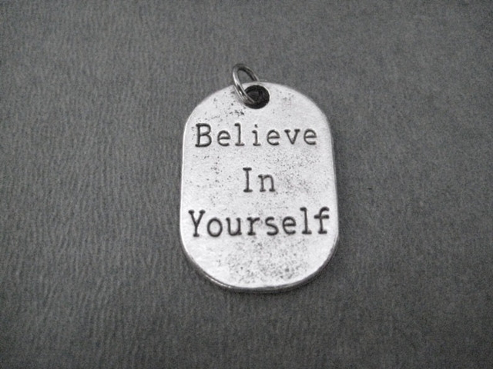 Pewter BELIEVE in YOURSELF Dog Tag Style Charm Add ONE 1 | Etsy