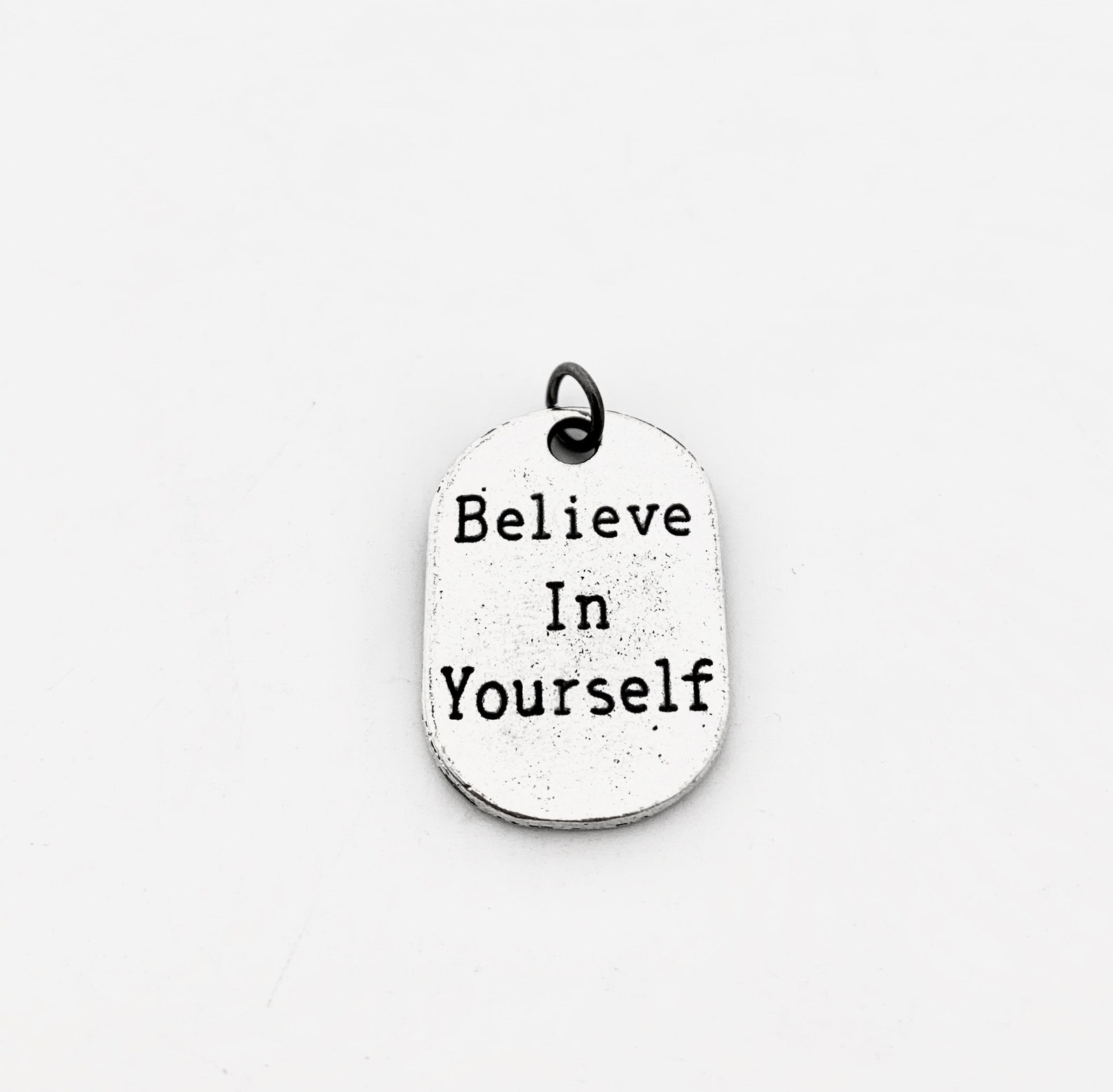 Pewter BELIEVE in YOURSELF Dog Tag Style Charm Add ONE 1 | Etsy