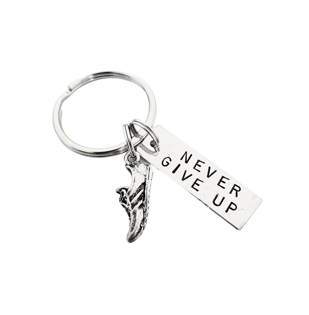 Run NEVER GIVE UP Key Chain / Bag Tag - Ball Chain or Key Ring ...