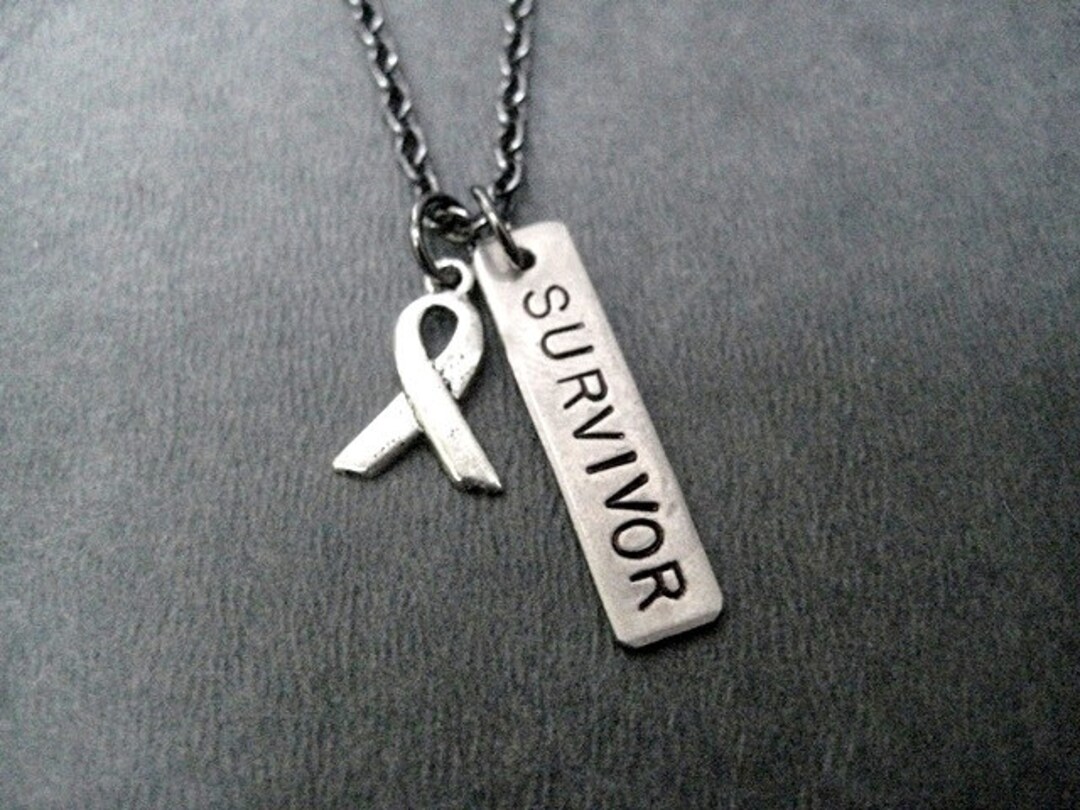 SURVIVOR Cancer Awareness Ribbon Necklace - Cancer Ribbon Jewelry ...