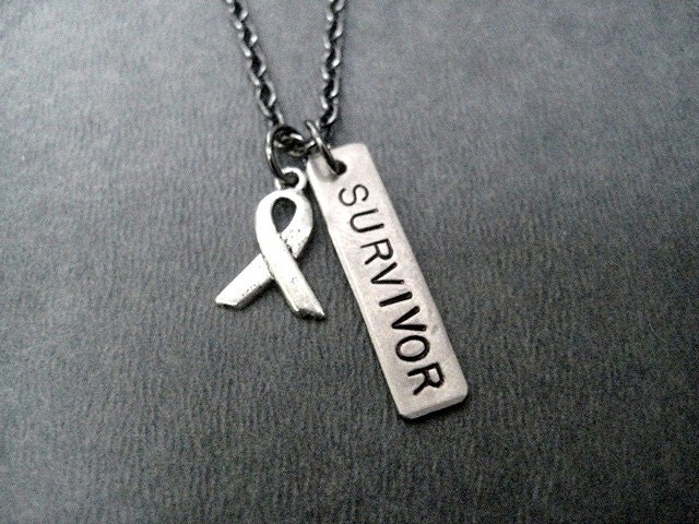 SURVIVOR Cancer Awareness Ribbon Necklace Cancer Ribbon - Etsy