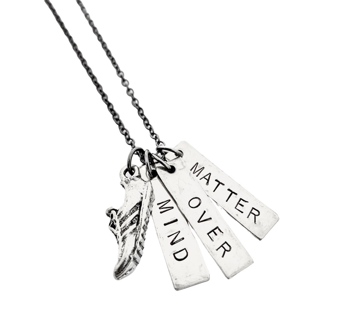 MIND OVER MATTER Running Shoe Necklace - Motivational Inspirational ...