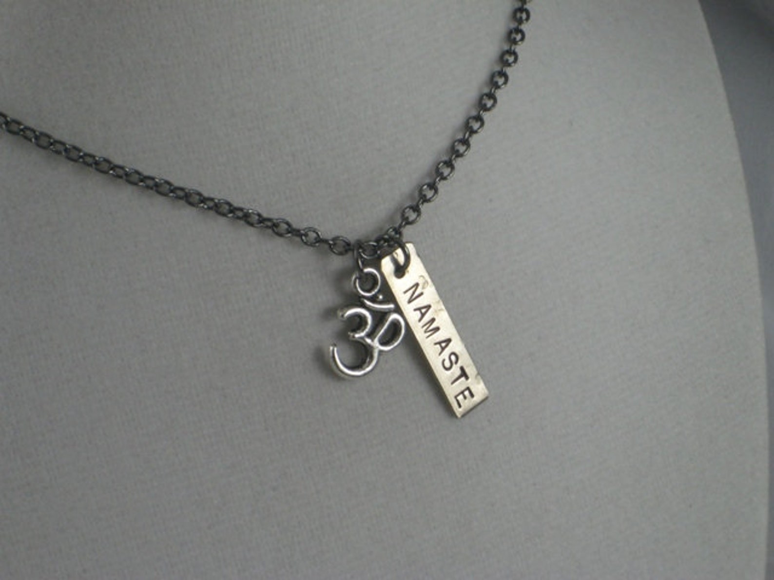 OM NAMASTE YOGA Necklace - Yoga Jewelry - Om Necklace - Namaste ...