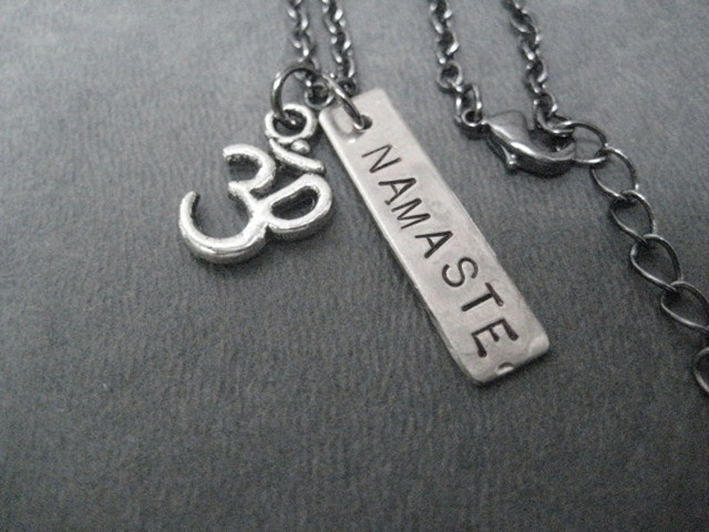 OM NAMASTE YOGA Necklace Yoga Jewelry Om Necklace - Etsy