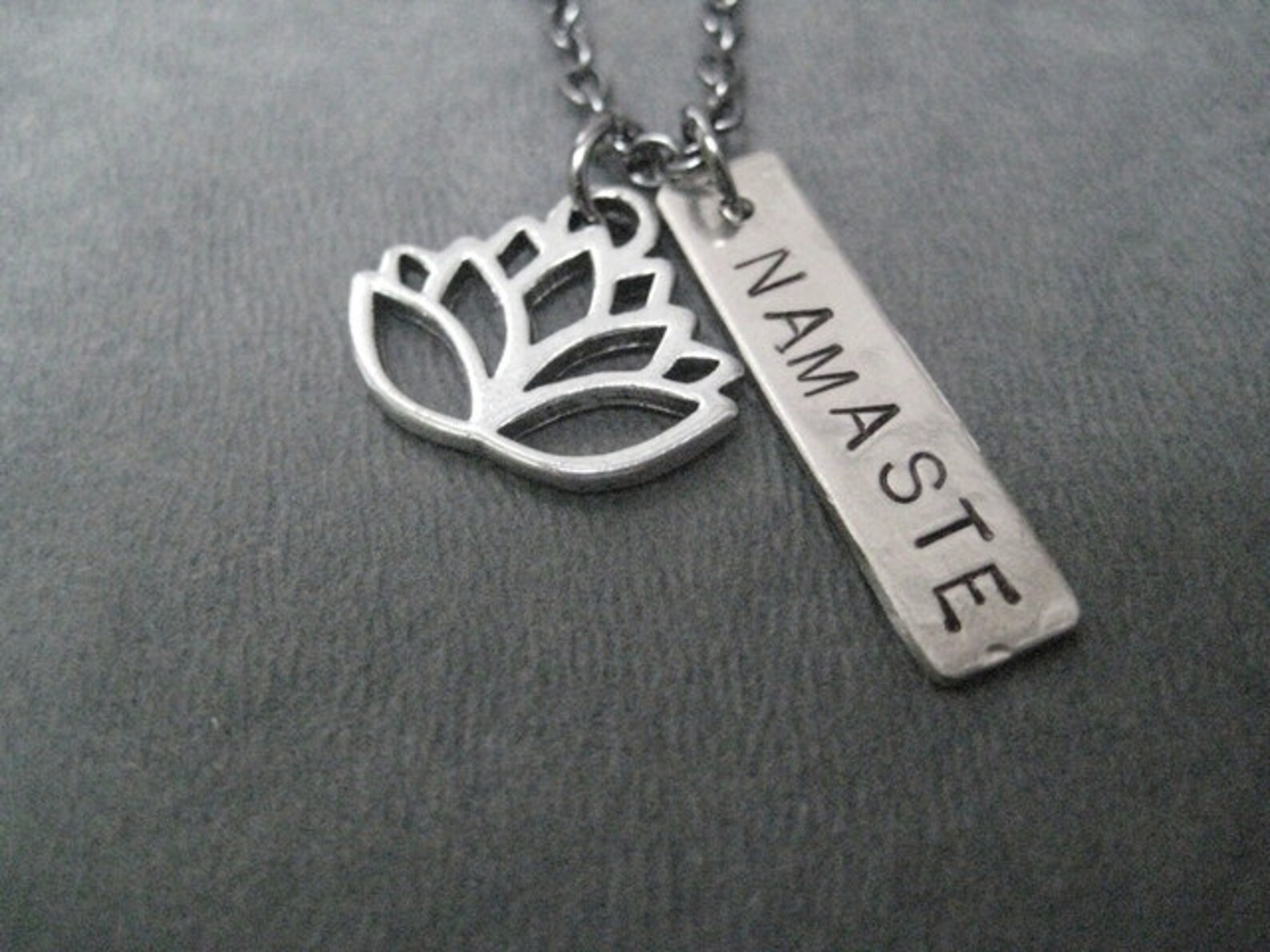 LOTUS FLOWER NAMASTE Yoga Necklace - Yoga Jewelry - Lotus Flower ...