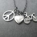 PEACE LOVE BIKE Triathlon Necklace - Running Jewelry - Biking Jewelry ...