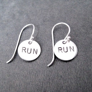 RUN Earrings Sterling Silver Earrings - Running Jewelry Earrings ...
