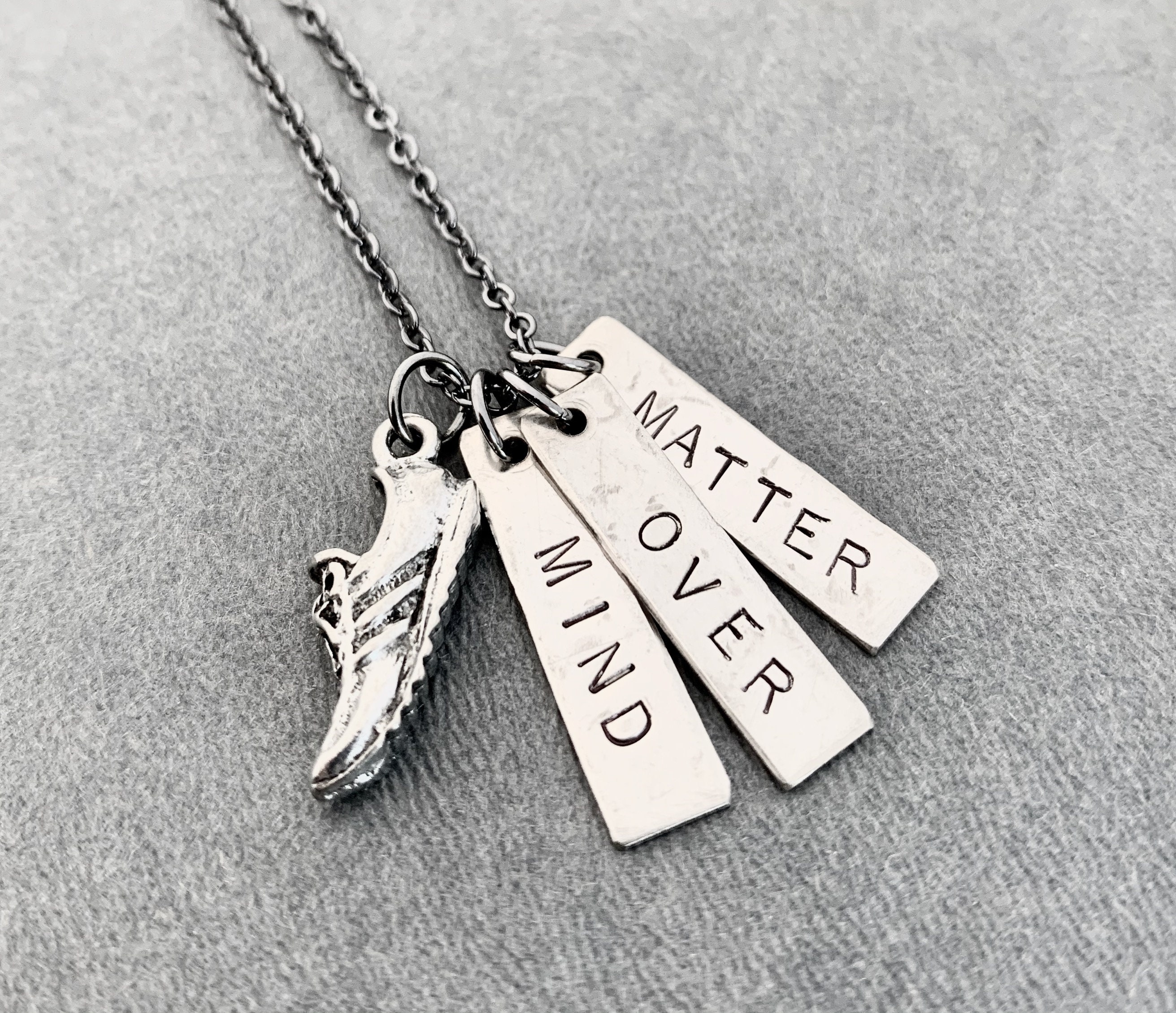 MIND OVER MATTER Running Shoe Necklace - Motivational Inspirational ...