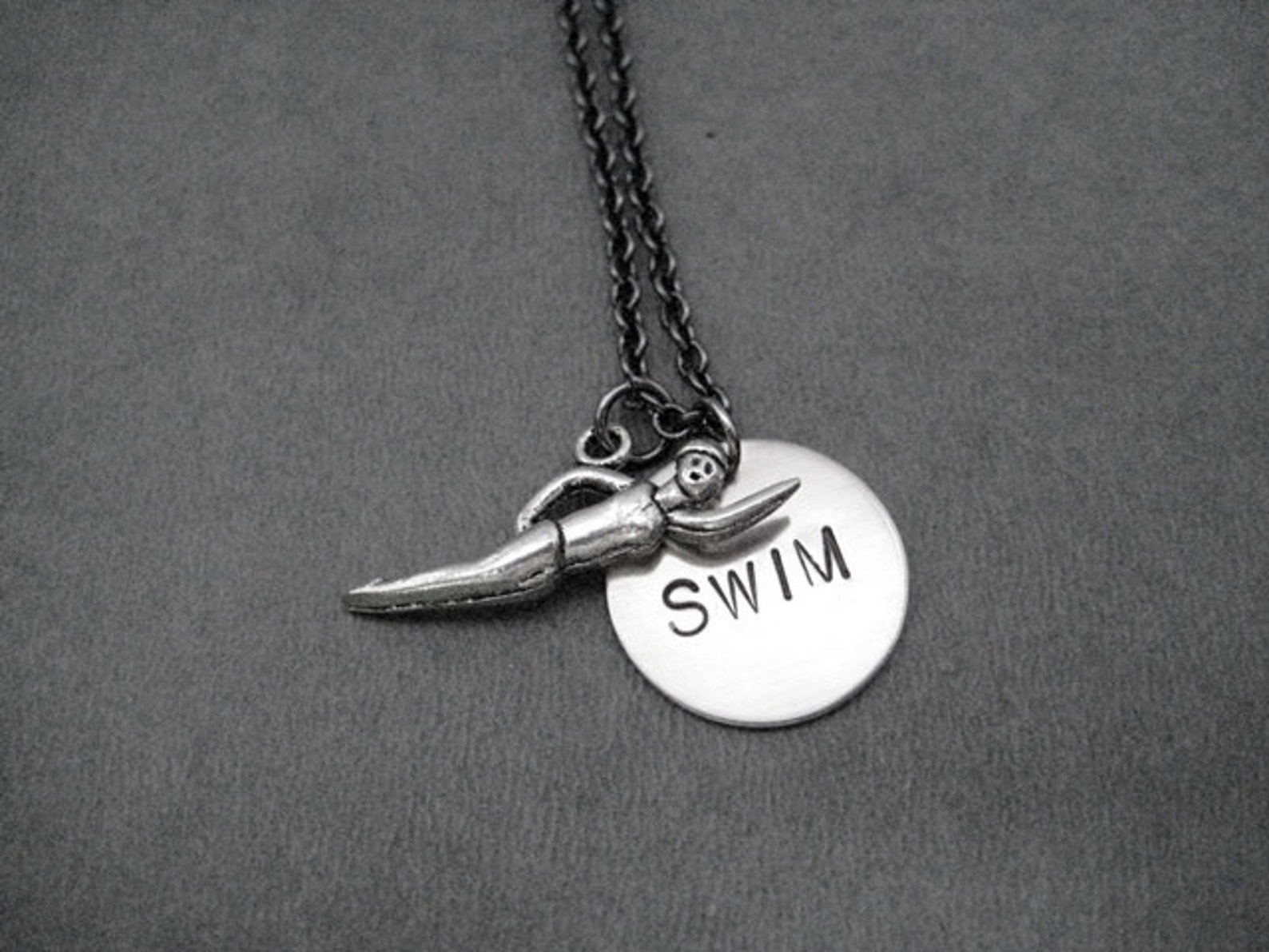 SWIM Girl SWIM Necklace Swimming Necklace With Swimmer Girl - Etsy