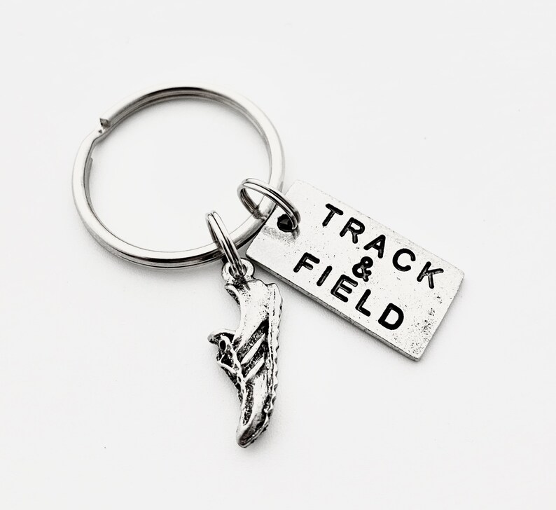 TRACK & FIELD Pewter Key Chain / Bag Tag - Ball Chain or Key Ring ...