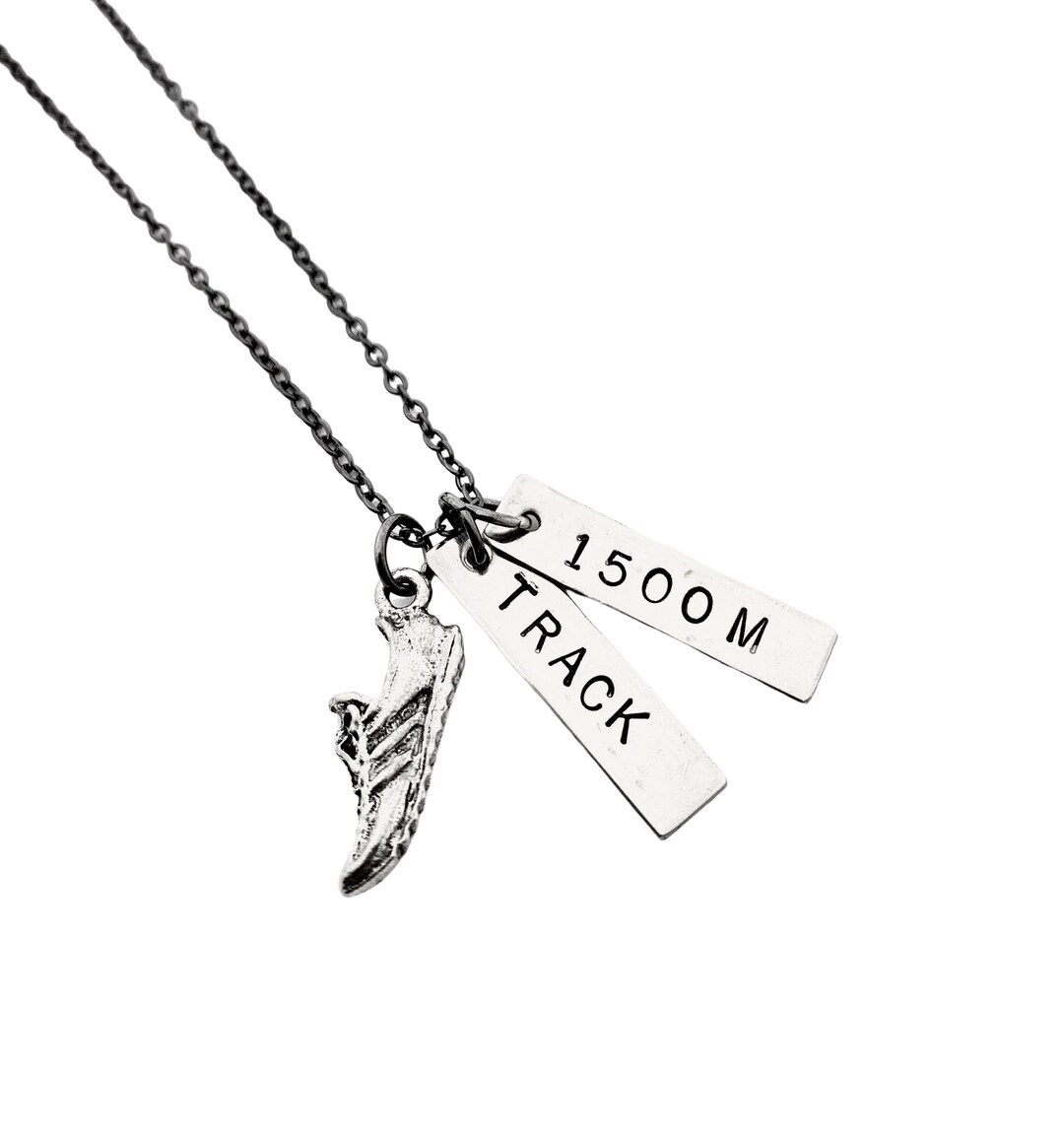 RUN TRACK 1500 METER Necklace - 1500M Necklace on Gunmetal Chain ...
