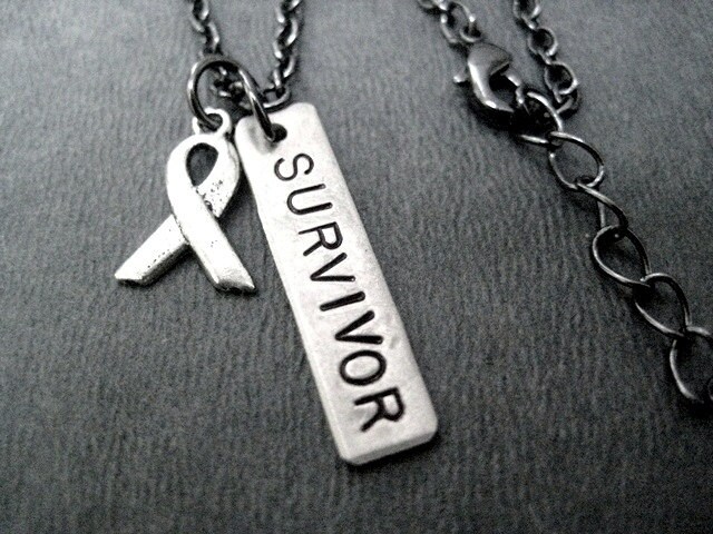 SURVIVOR Cancer Awareness Ribbon Necklace Cancer Ribbon - Etsy