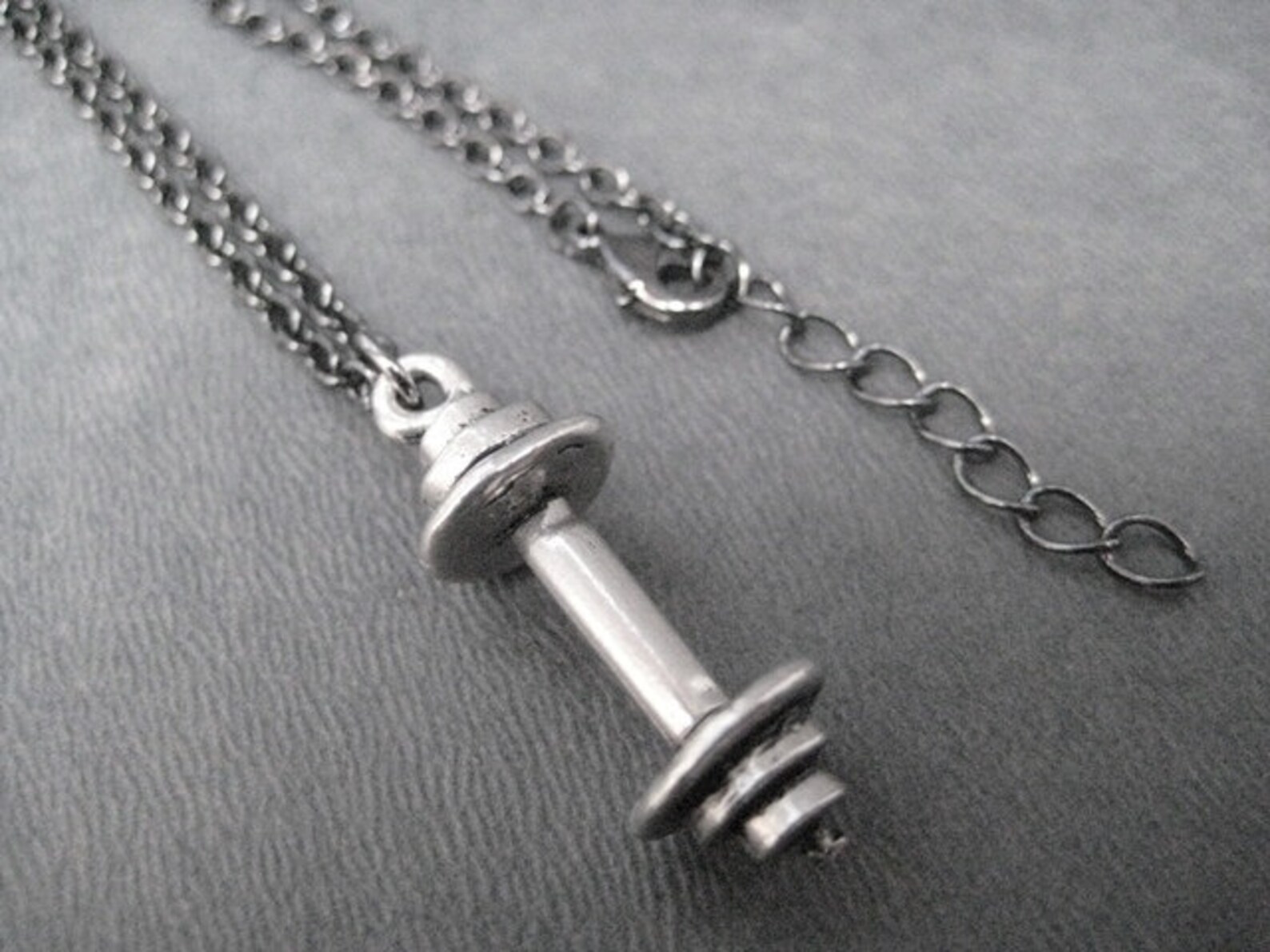 BARBELL Workout Necklace - Pewter Barbell Charm - Workout Necklace on ...