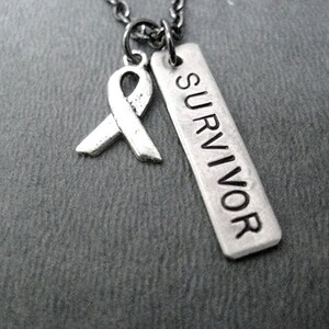 SURVIVOR Cancer Awareness Ribbon Necklace - Cancer Ribbon Jewelry ...