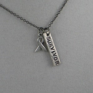 SURVIVOR Cancer Awareness Ribbon Necklace - Cancer Ribbon Jewelry ...