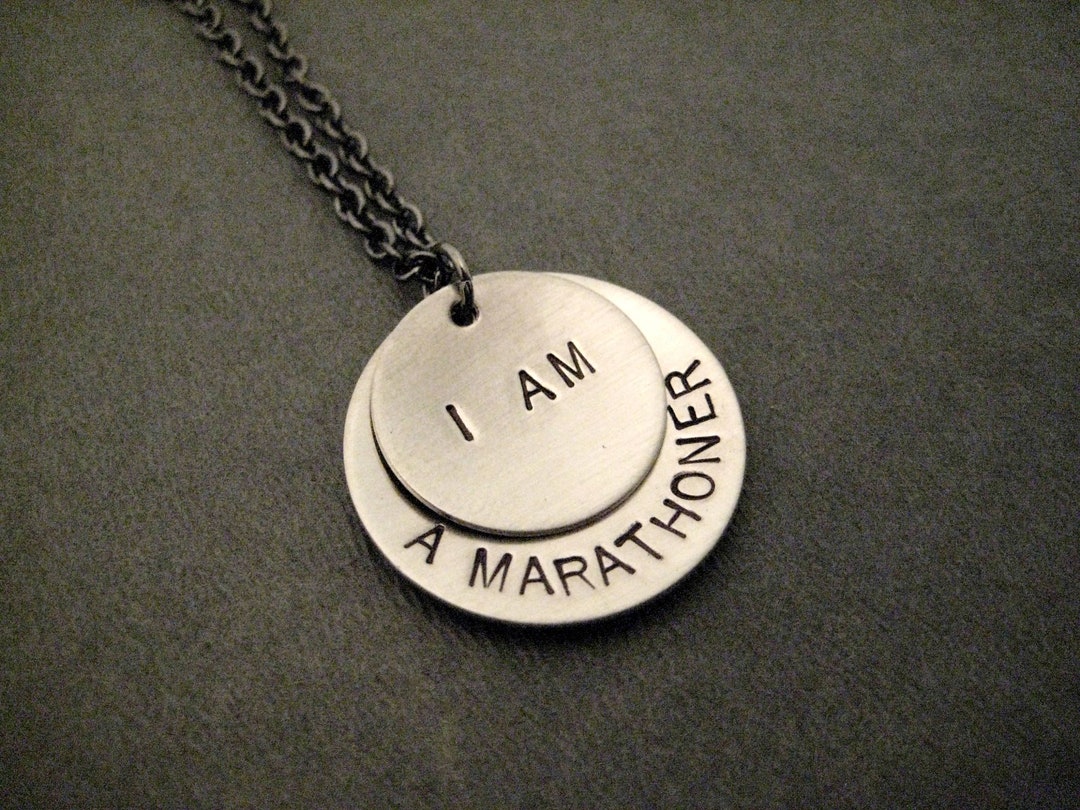 I AM a MARATHONER Necklace - Marathon Runner Necklace on Gunmetal Chain ...