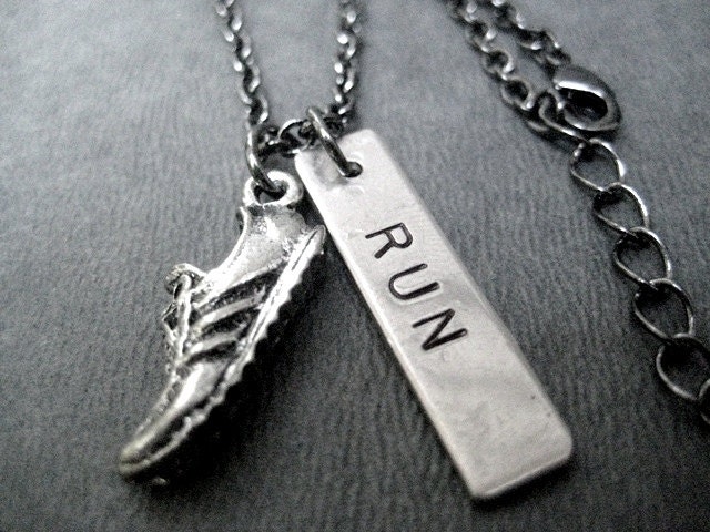 RUN RUNNER RUN Necklace Running Necklace on Gunmetal chain | Etsy