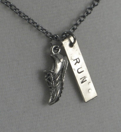 RUN RUNNER RUN Necklace Running Necklace on Gunmetal chain | Etsy